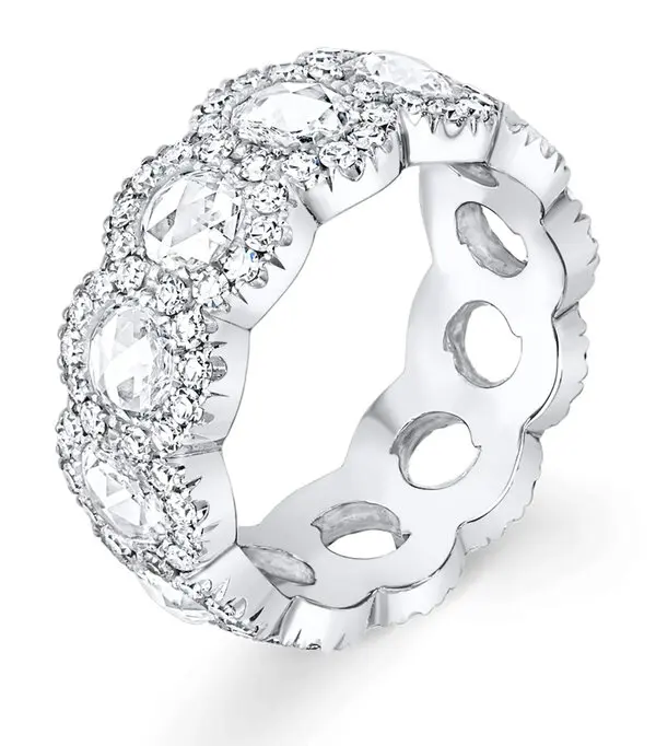 DAVID MORRIS White Gold And Diamond Rose Cut Eternity Ring - Clear