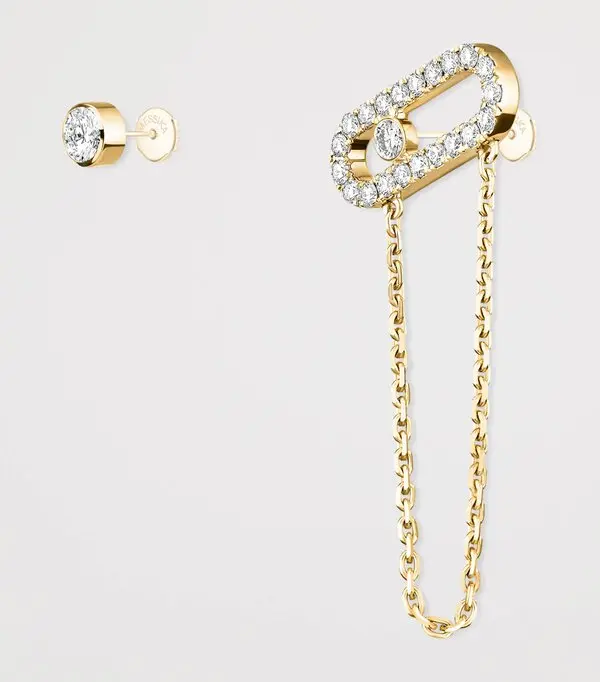 Messika Move Uno Asymmetric Diamond Earrings - Gold