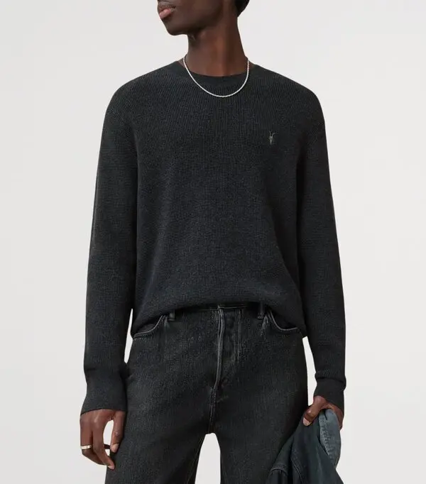 ALLSAINTS Organic Cotton-wool Aspen Textured Crew Neck Sweater - Black