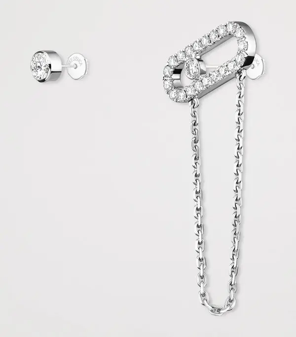 Messika Move Uno White Gold And Diamond Asymmetric Earrings - Silver