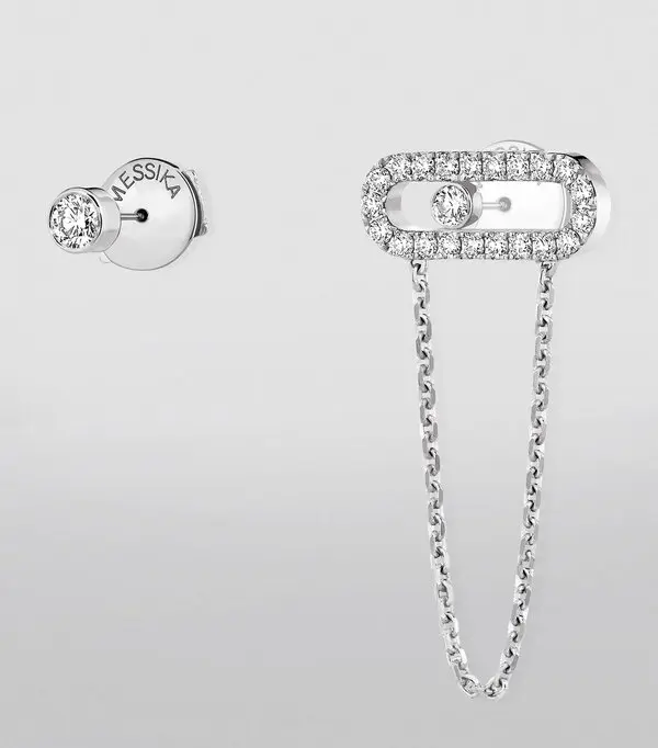 Messika Move Uno White Gold And Diamond Asymmetric Earrings - Silver