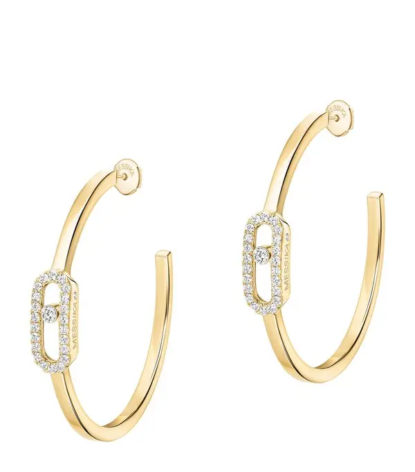 Messika Move Uno Yellow And Diamond Hoop Earrings - Gold