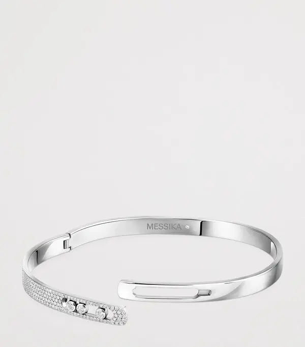 Messika Move Noa Bangle In White Gold And Pavé Diamonds