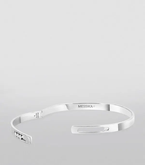 Messika Move Noa Bangle In White Gold And Pavé Diamonds