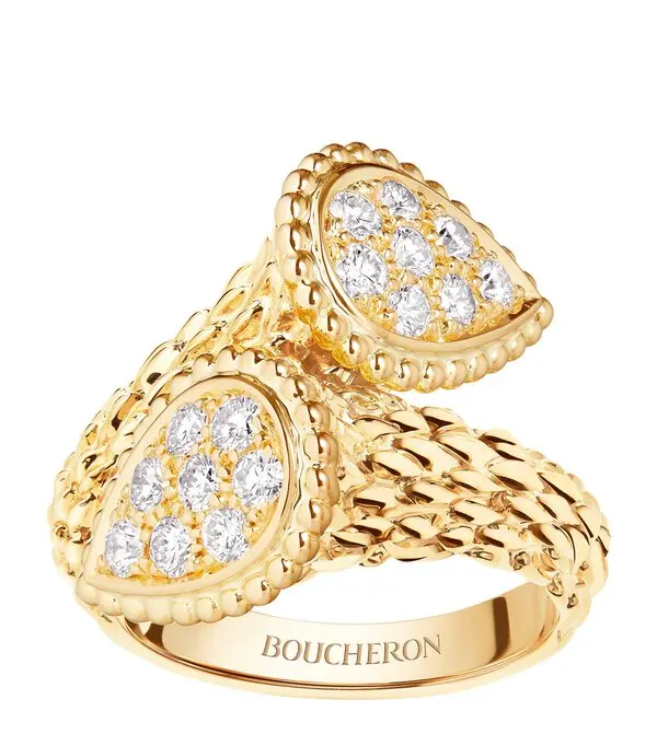 Boucheron Serpent Bohème Toi Et Moi Diamond Ring In Gold - Yellow