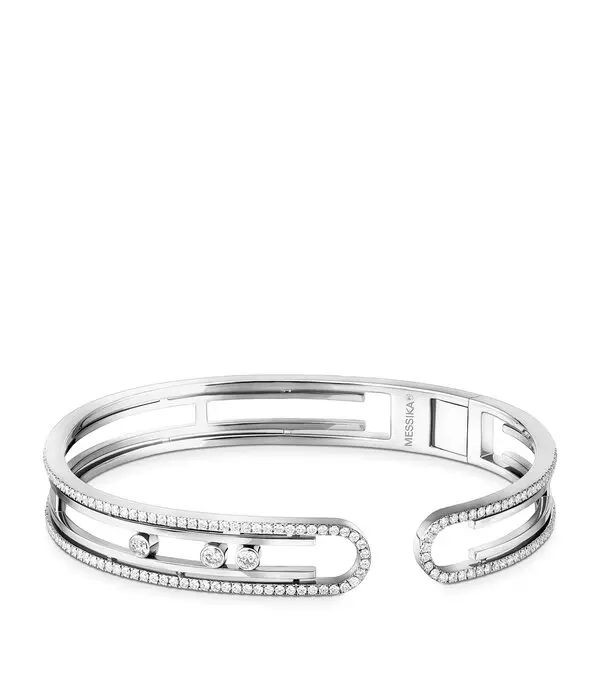 Messika Move 10th Anniversary White Gold And Diamond Bangle - Silver