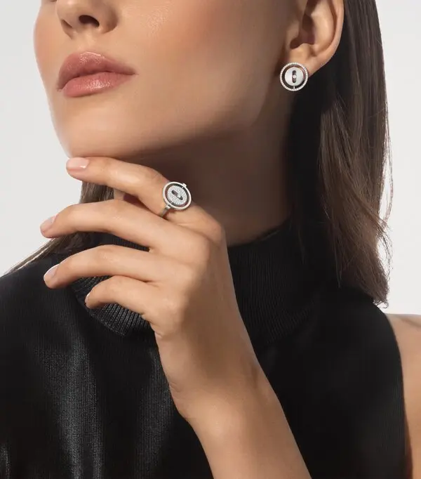 Messika Lucky Move White Gold And Diamond Stud Earrings