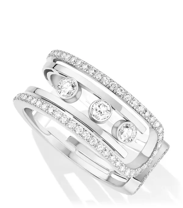 Messika Move 10th Birthday White Gold And Diamond Ring - Silver