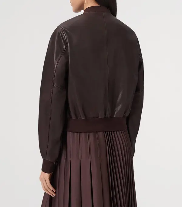 ALLSAINTS Orten Leather Bomber Jacket - Red