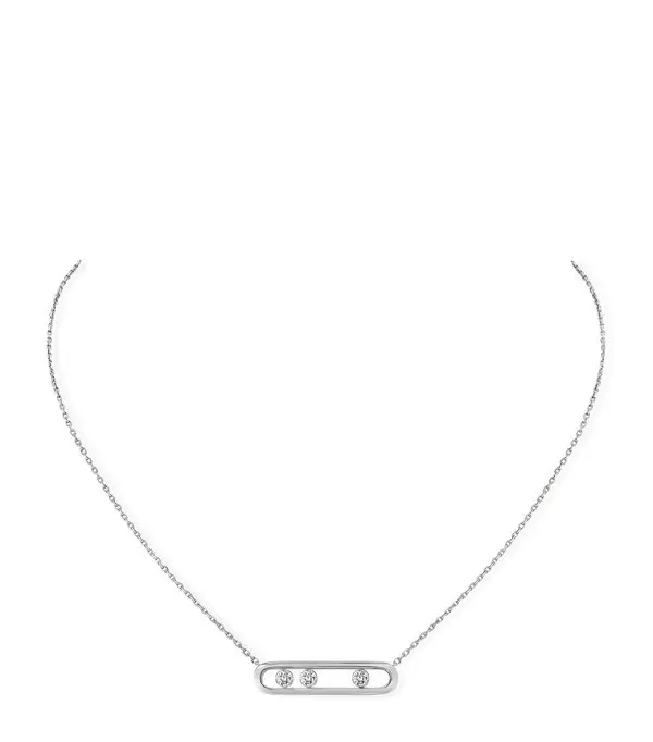 Messika Move Classique 18 Karat White Gold And Diamond Necklace - Silver