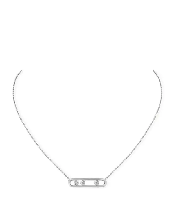 Messika Move Classique 18 Karat White Gold And Diamond Necklace - Silver