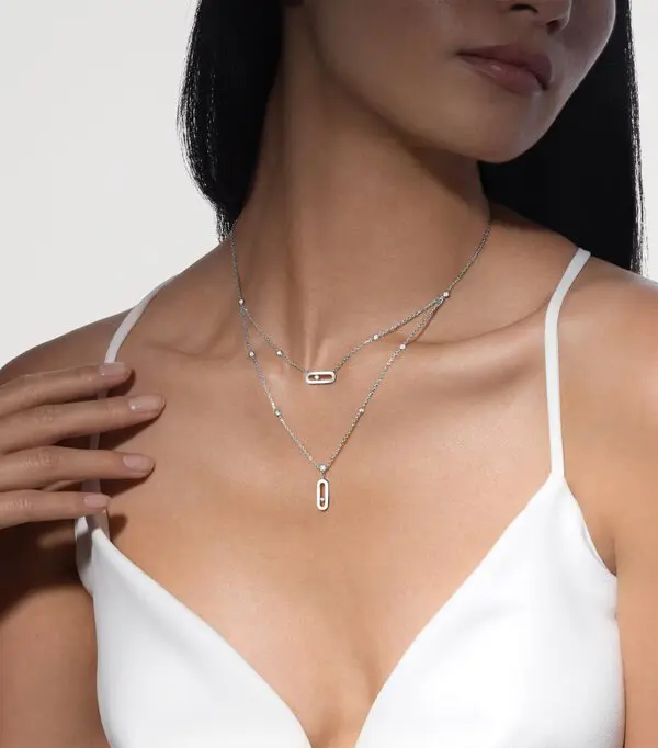 Messika Move Uno White Gold Diamond Double Layer Necklace