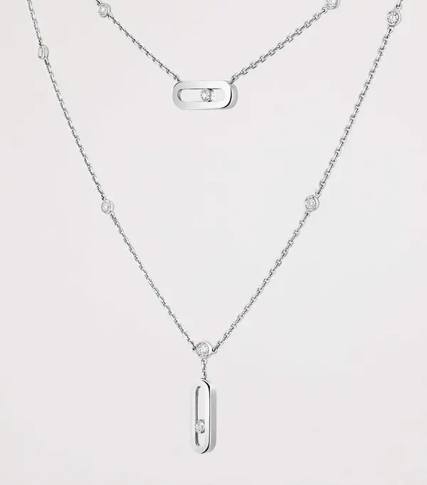 Messika Move Uno White Gold Diamond Double Layer Necklace