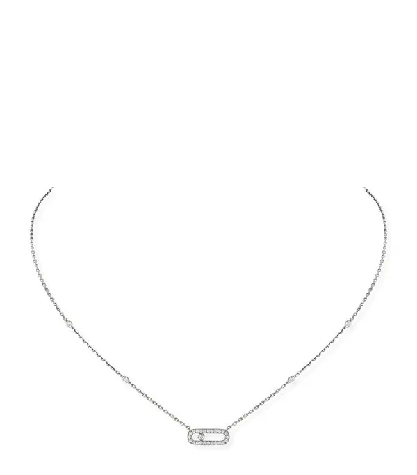 Messika Move Uno White Gold And Diamond Pavé Necklace - Silver