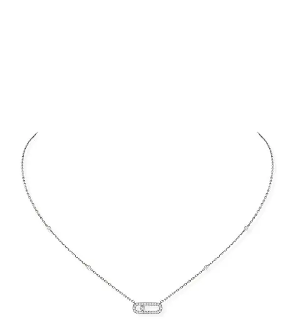Messika Move Uno Diamond Pave White Gold Necklace - Silver