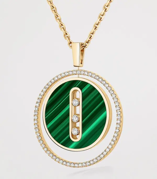 Messika Lucky Move Malachite And Diamond Necklace In Yellow - Gold