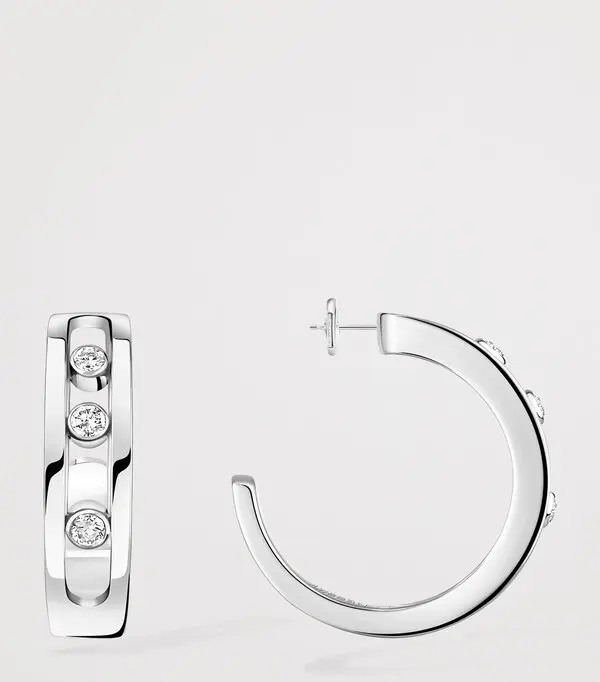 Messika Move Classique White Gold And Diamond Hoop Earrings - Silver