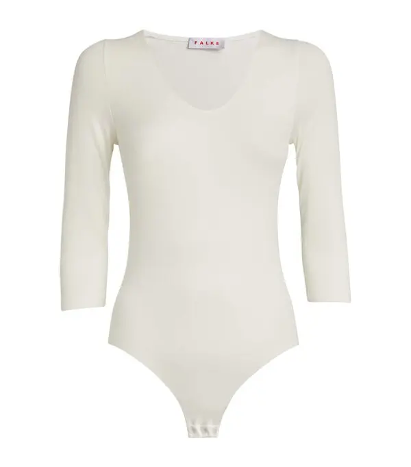 Falke Cropped-sleeve V-neck Bodysuit - Ivory