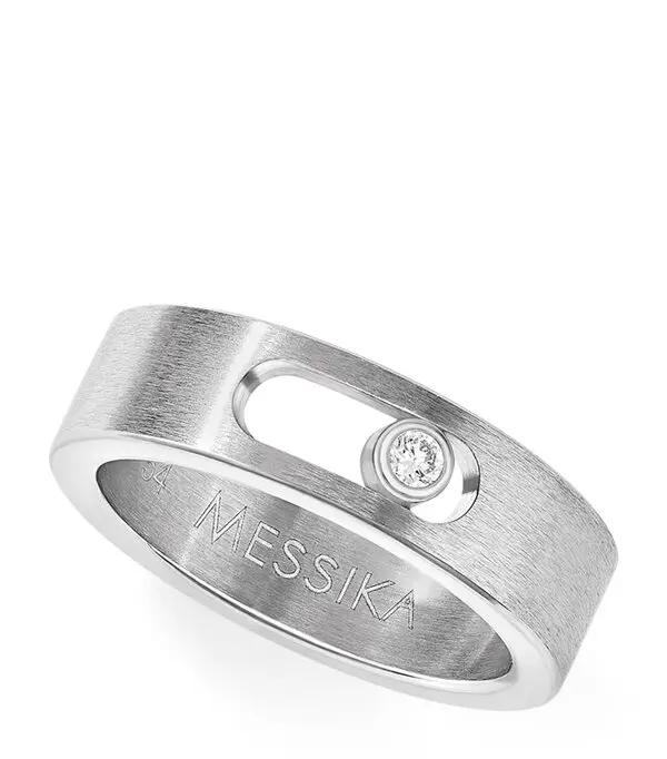 Messika Move Titanium Brushed Titanium And Diamond Ring - Grey