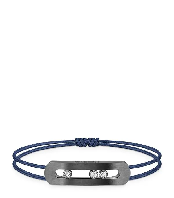 Messika Move Graphite Titanium And Diamond Cord Bracelet - Grey
