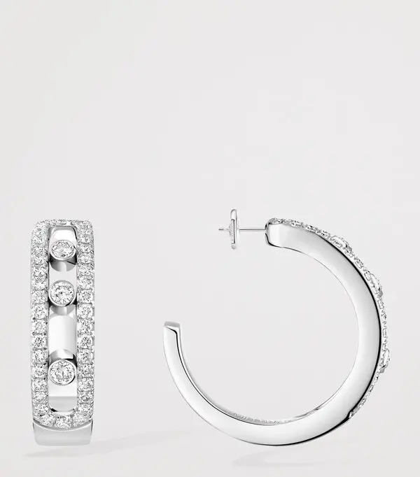 Messika Move Classique Diamond Hoop Earrings In White Gold