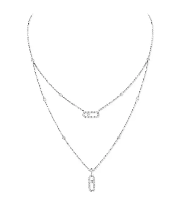 Messika Move Uno White Gold And Diamond Pavé Necklace - Silver
