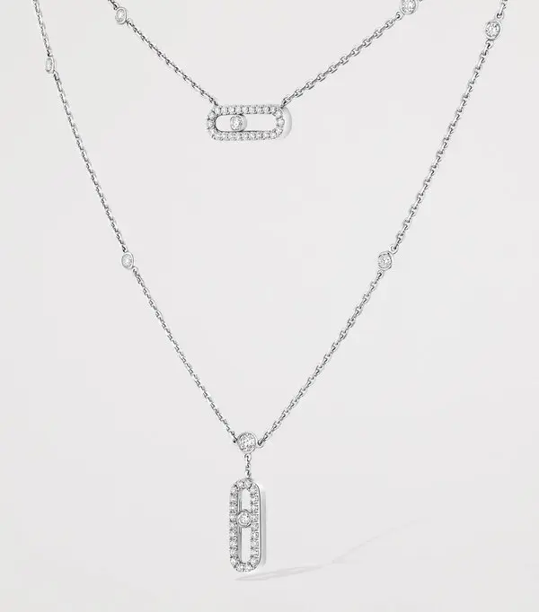 Messika Move Uno White Gold And Diamond Pavé Necklace - Silver