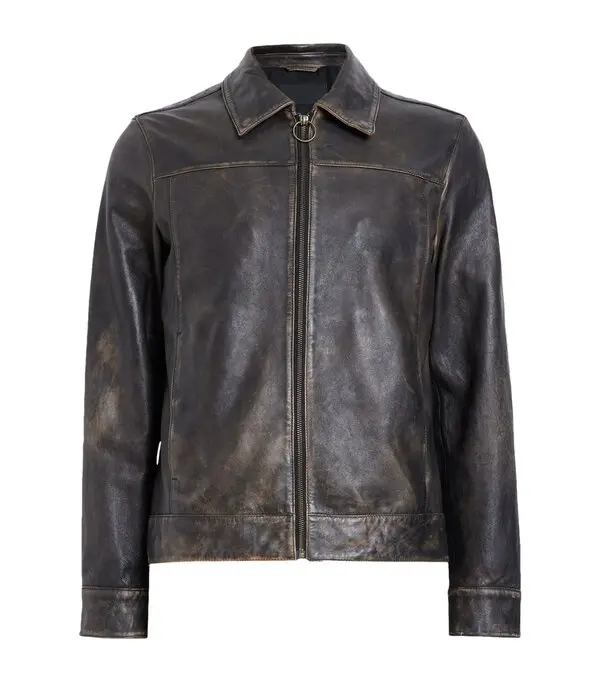 ALLSAINTS Alkan Distressed Leather Biker Jacket