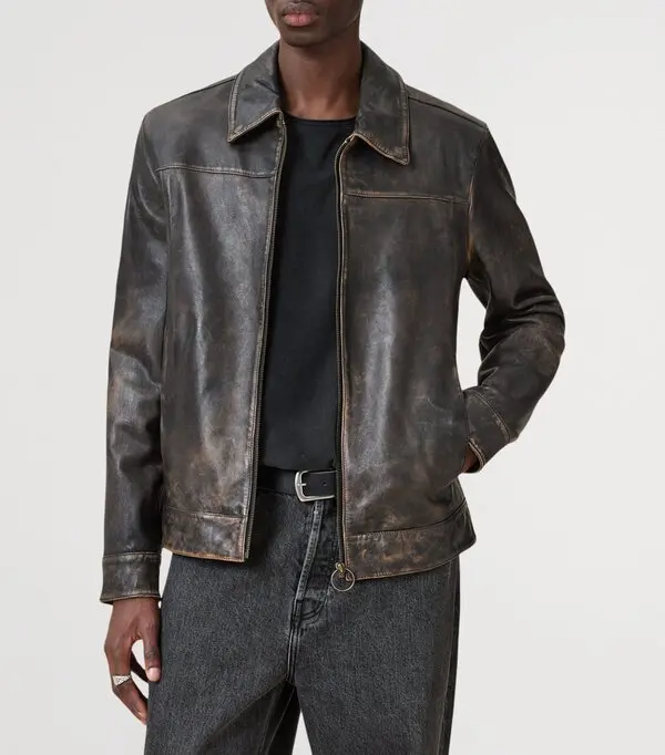 ALLSAINTS Alkan Distressed Leather Biker Jacket