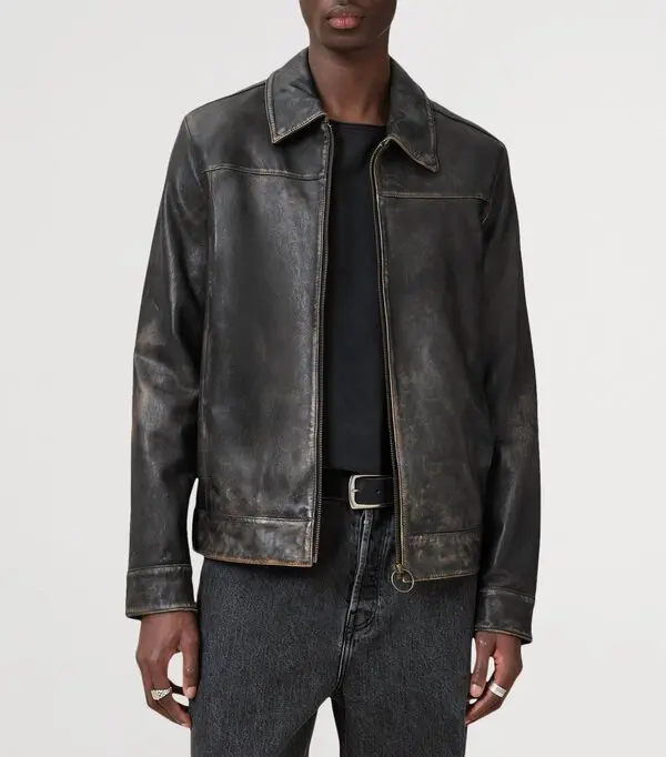 ALLSAINTS Alkan Distressed Leather Biker Jacket
