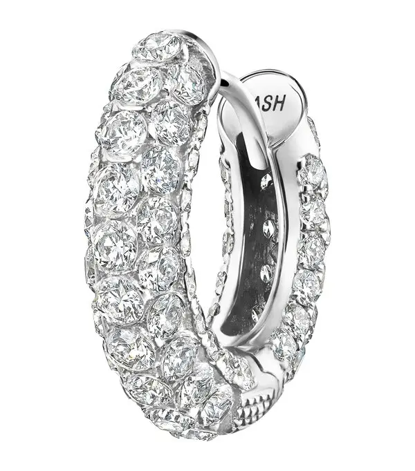 MARIA TASH Pavé Diamond Hoop Earring - White