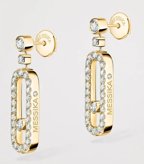 Messika Move Uno Diamond Drop Earrings In 18kt Yellow