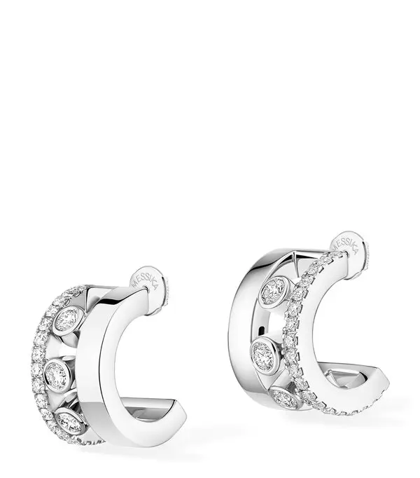 Messika Move Romane White Gold And Diamond Hoop Earrings - Silver