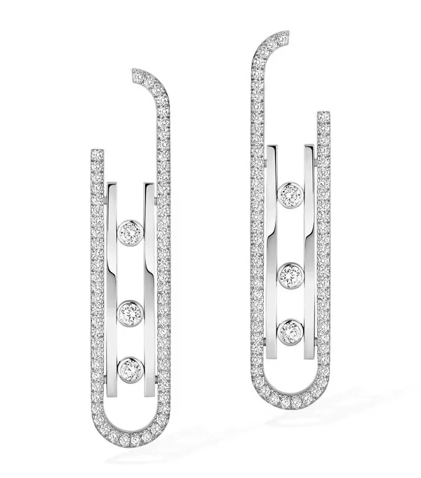 Messika Move 10th Birthday White Gold And Diamond Earrings - Silver