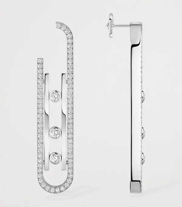 Messika Move 10th Birthday White Gold And Diamond Earrings - Silver