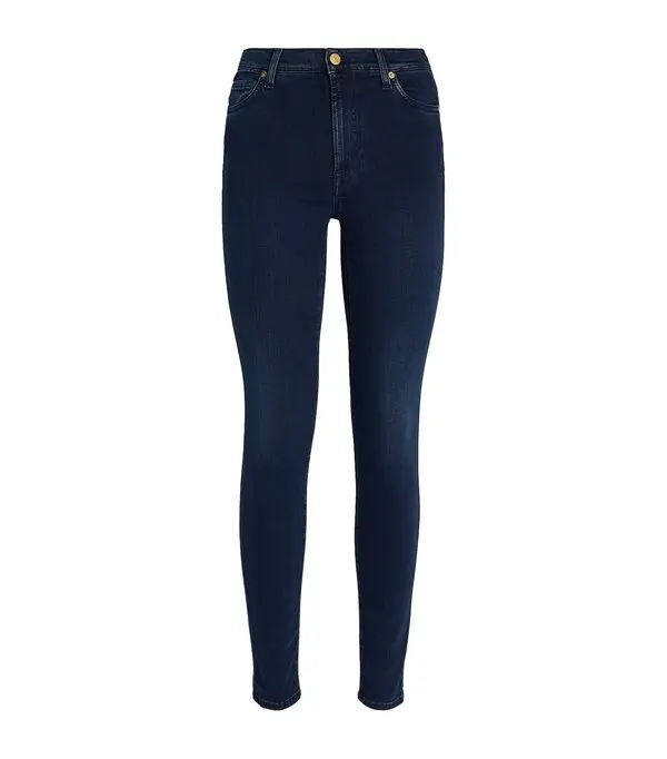7 For All Mankind Slim Illusion Luxe High-rise Skinny Jeans - Navy