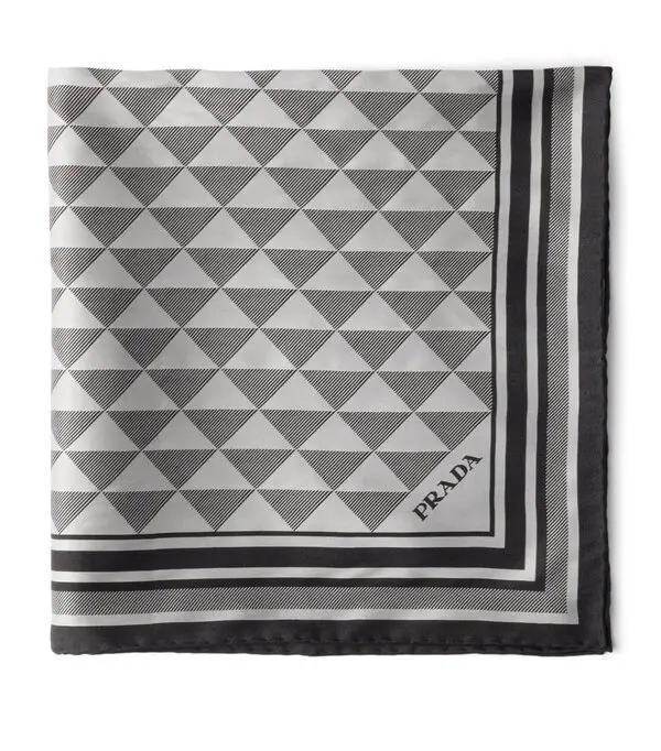 Prada Silk Triangle Print Scarf - Black