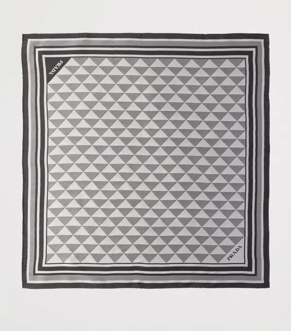 Prada Silk Triangle Print Scarf - Black