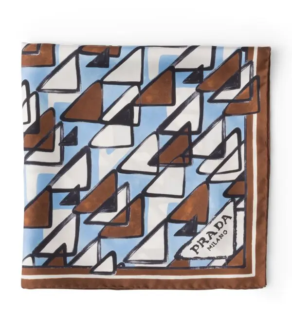 Prada Silk Triangle Print Scarf - Turquoise