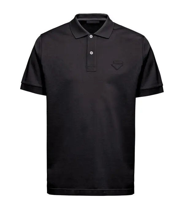 Prada Cotton Piqué Polo Shirt - Black