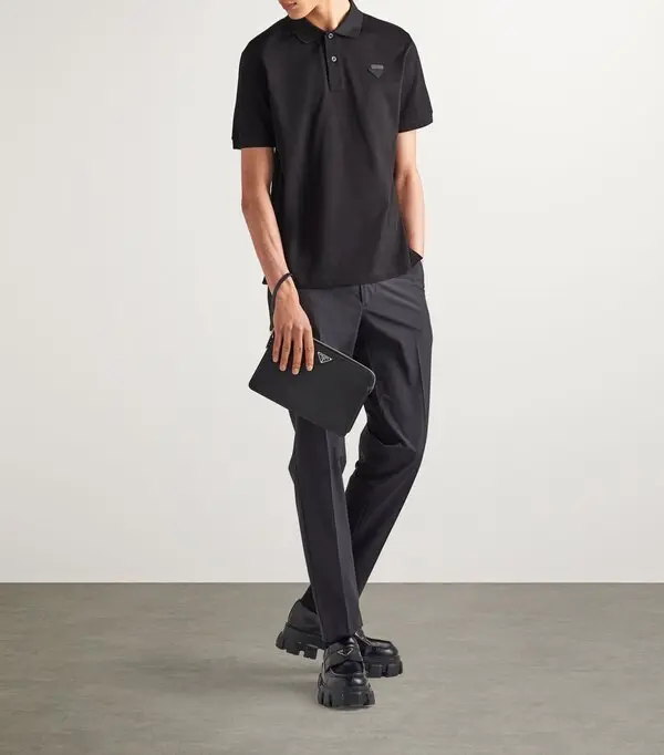 Prada Cotton Piqué Polo Shirt - Black