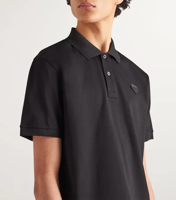 Prada Cotton Piqué Polo Shirt - Black