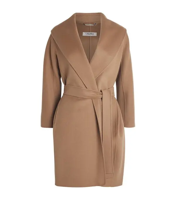 Max Mara Virgin Wool Wrap Coat - Beige