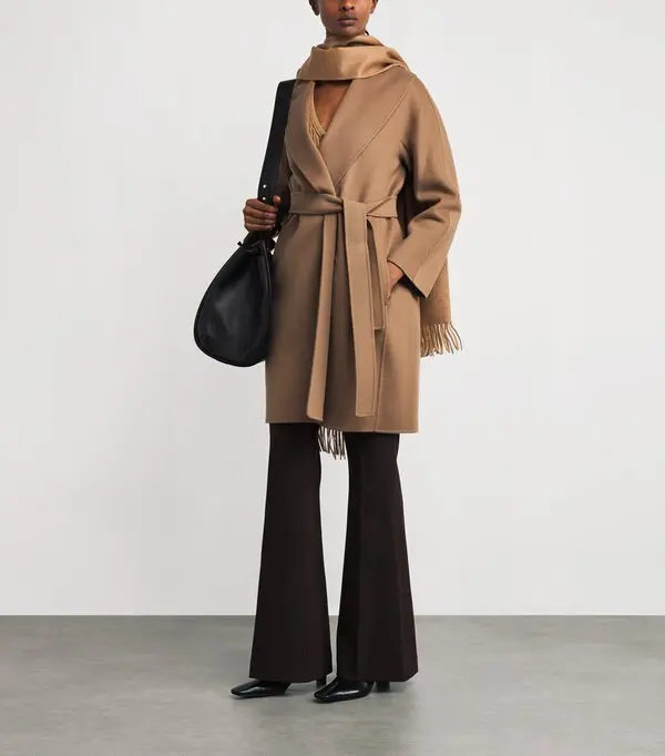 Max Mara Virgin Wool Wrap Coat - Beige