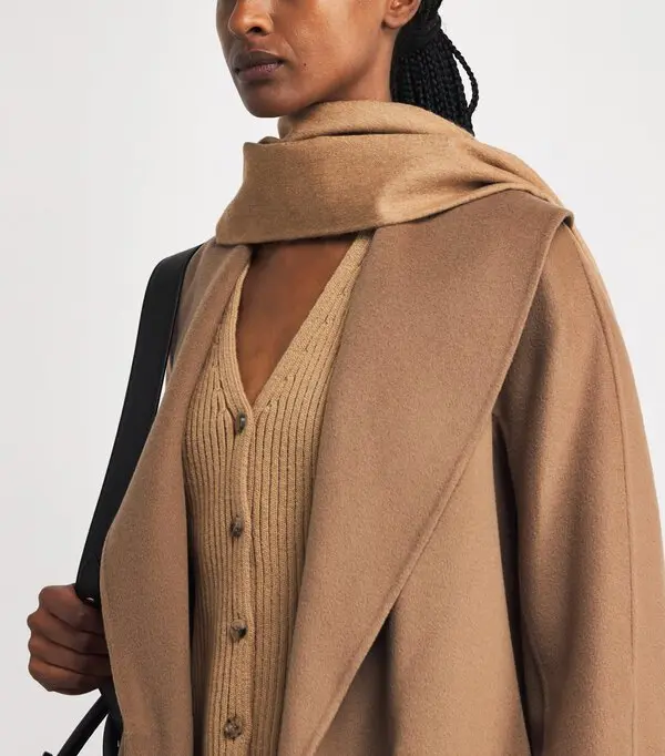 Max Mara Virgin Wool Wrap Coat - Beige