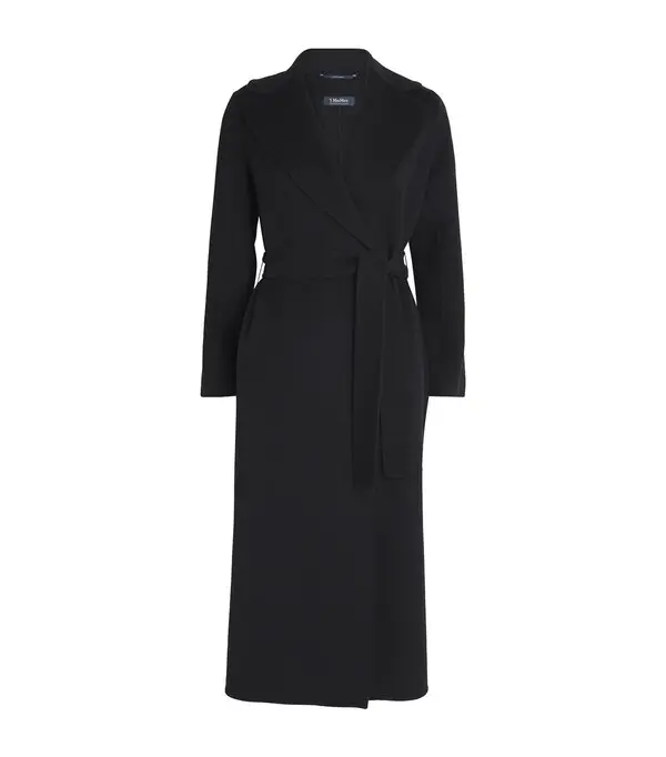 Max Mara Virgin Wool Wrap Coat - Black