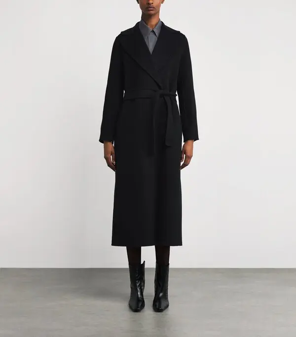 Max Mara Virgin Wool Wrap Coat - Black