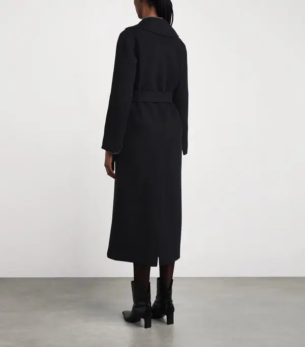 Max Mara Virgin Wool Wrap Coat - Black