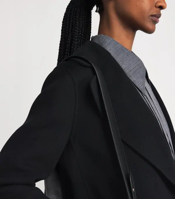 Max Mara Virgin Wool Wrap Coat - Black