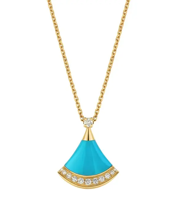 BVLGARI Rose Diamond And Turquoise Divas’ Dream Necklace - Gold